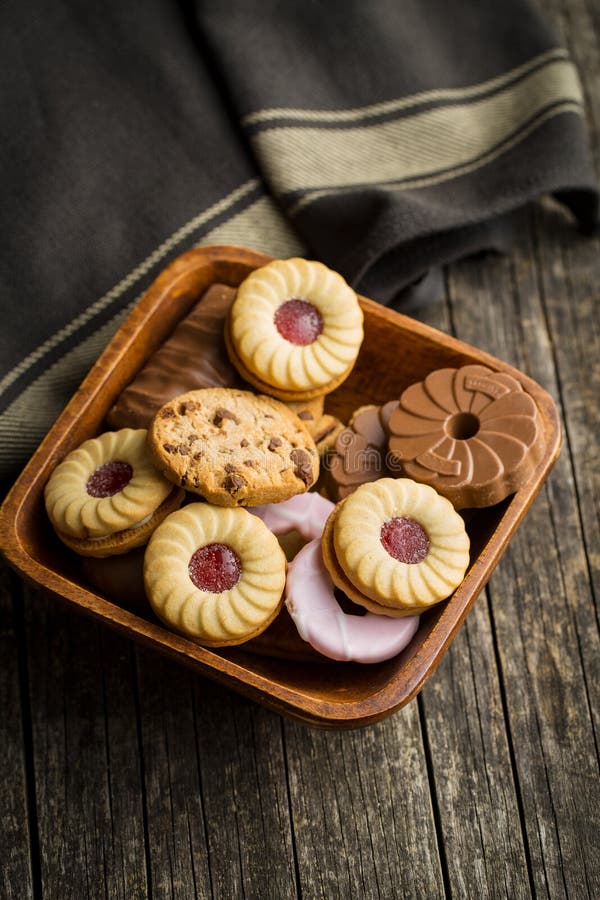 Various sweet biscuits. stock image. Image of cream, shortbread - 94781375