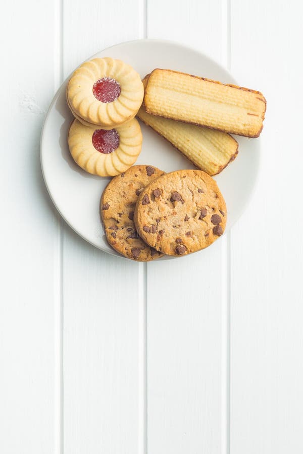 Various Sweet Biscuits on Plate. Stock Image - Image of strawberry ...