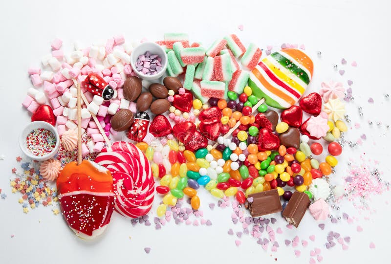 Various Sweets Assortment. Candy, Bonbon, Chocholate on White ...