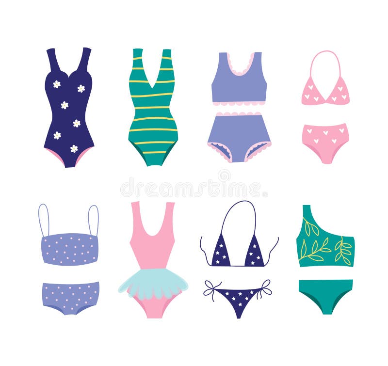 Big Set with Woman Beach Clothes. Stock Vector - Illustration of ...