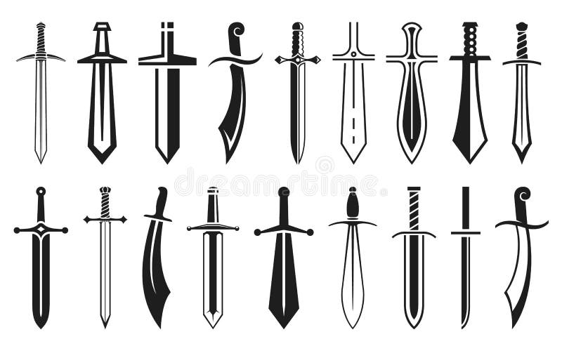 Various Sword Icon Designs Set Stock Vector - Illustration of weapon ...