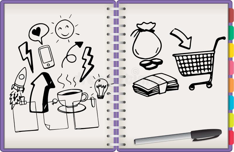Various Symbol on the Notebook Stock Vector - Illustration of line ...