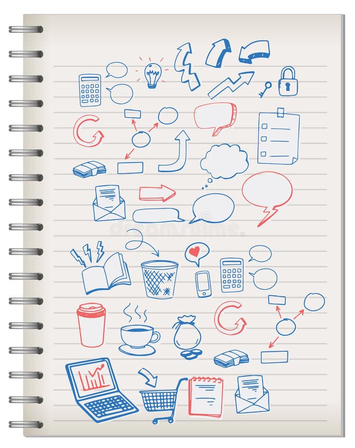 Various Symbol on the Notebook Stock Vector - Illustration of sketch ...