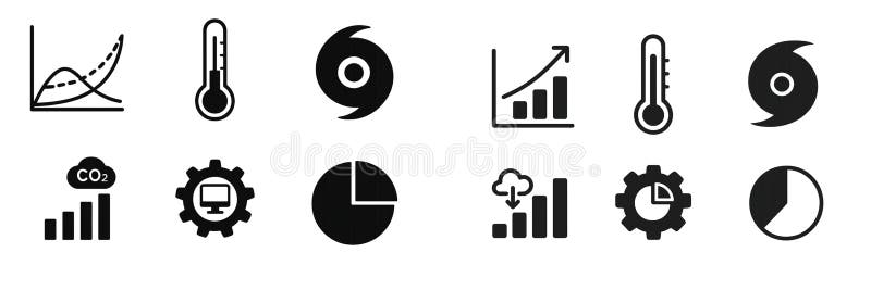 Various Symbols Representing Data Analysis, Weather Patterns, and ...