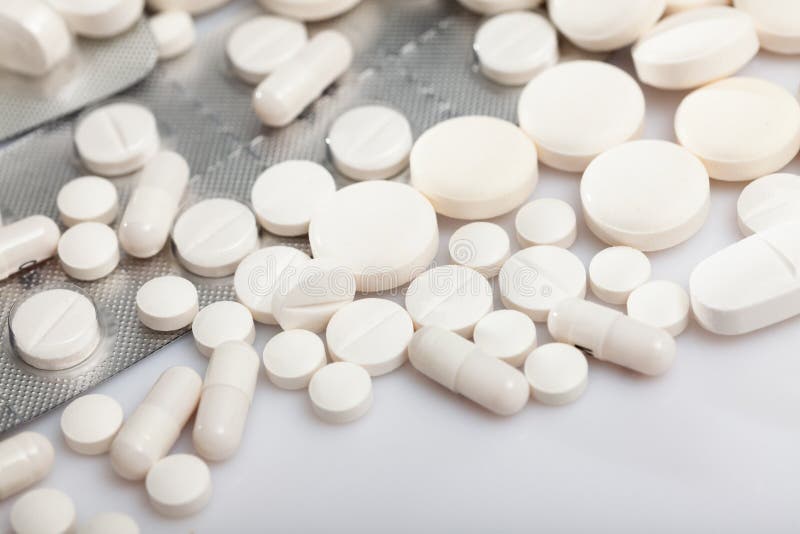 Close Up View of Scattered Tablets Stock Photo - Image of space, plenty ...