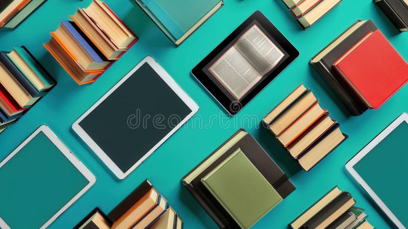 Various Tablets and E-readers Displaying Digital Learning Materials and ...