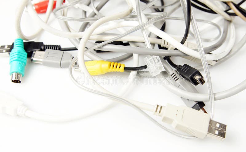 Man with Tangled Computer Wires Stock Photo - Image of floor, business ...