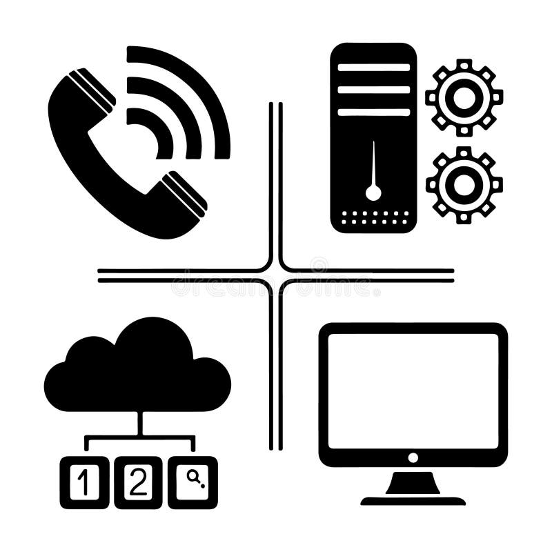 Various Technological Elements Icon Set Vector Silhouette Design Stock ...