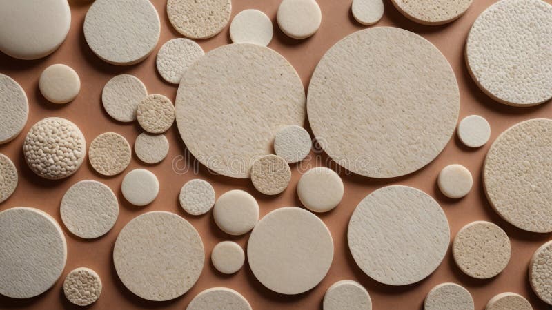 Various Textured Circles in Earthy Tones Arranged on a Flat Surface ...