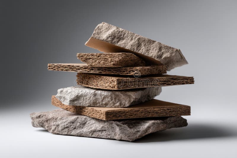 Stacked Layers of Textured Materials Arranged Artistically on a Neutral ...