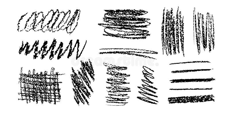 Various Textures Created with Black Charcoal Hatch Lines on White ...