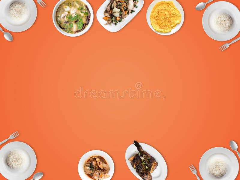 Various Thai Food on Empty Space Background. Stock Photo - Image of ...