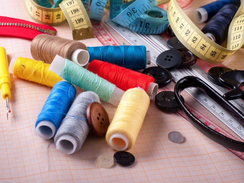 Various Threads on Tracing Paper Closeup, Copy Space. Stock Image ...