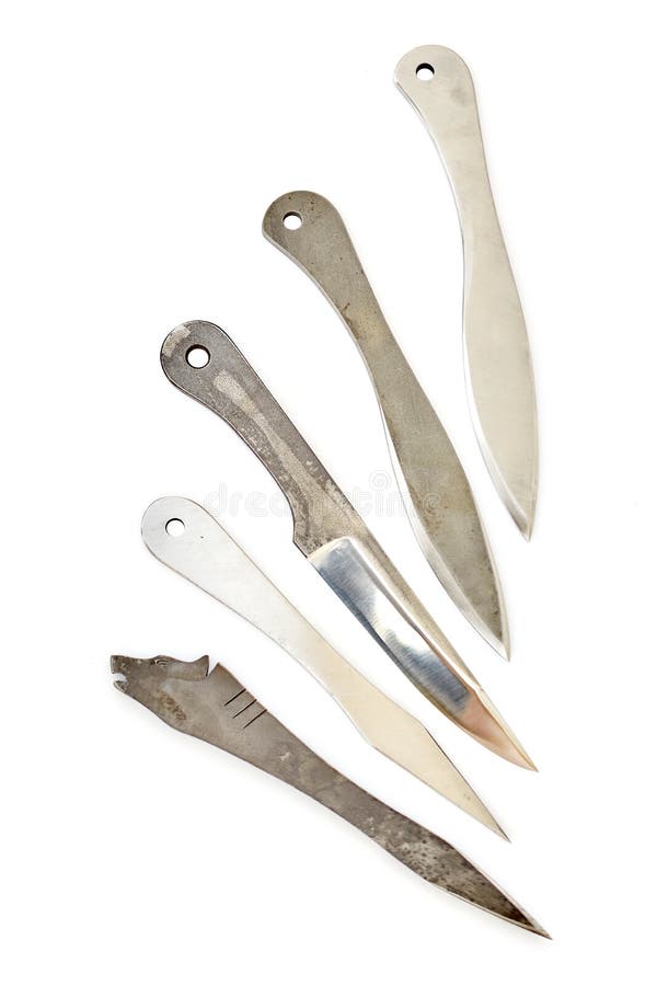 Set of Several Throwing Knives Isolated on White Background Stock Photo ...