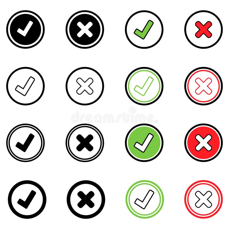 Various Ticks and Crosses stock vector. Illustration of icon - 259680602