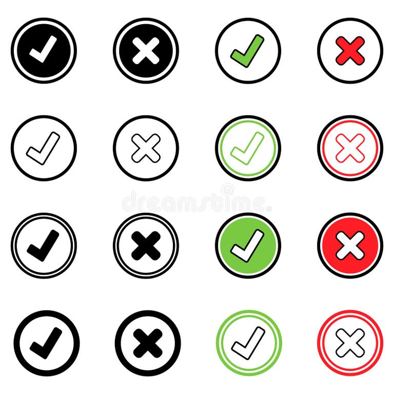 Various Ticks and Crosses stock vector. Illustration of icon - 259680602