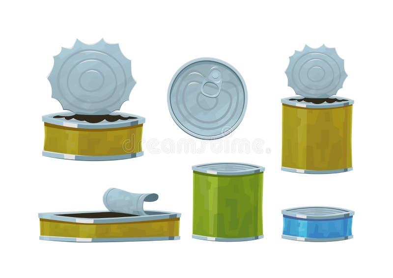Open Cartoon Tin Isolated on White Background Stock Vector ...