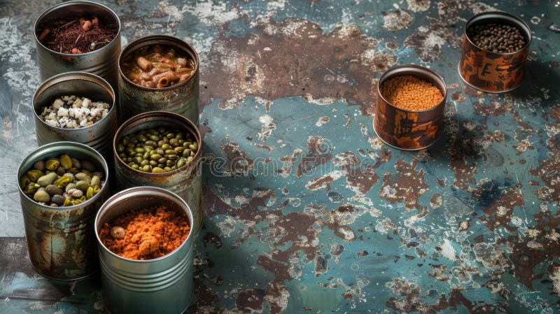 Various Tins Filled with Different Types of Food, Suitable for Food and ...