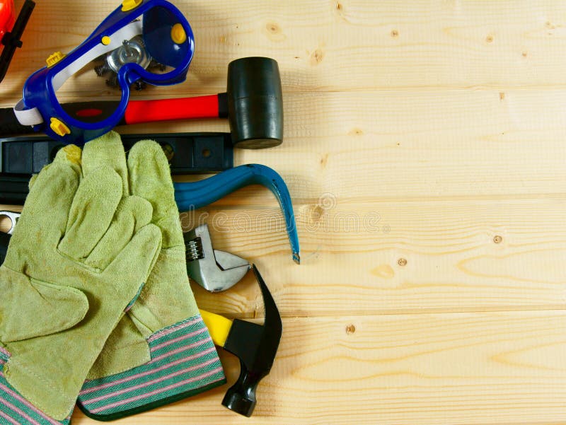 The Various Tool on a Wooden Background Stock Photo - Image of home ...