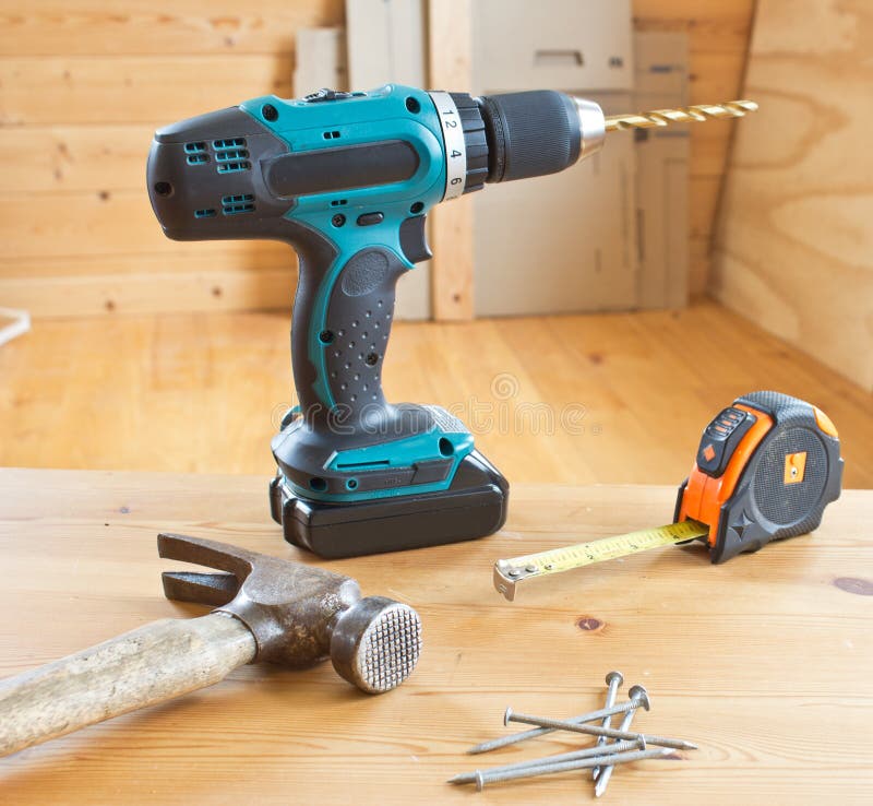 Various Tools Assorted on Table for Construction Stock Image - Image of ...