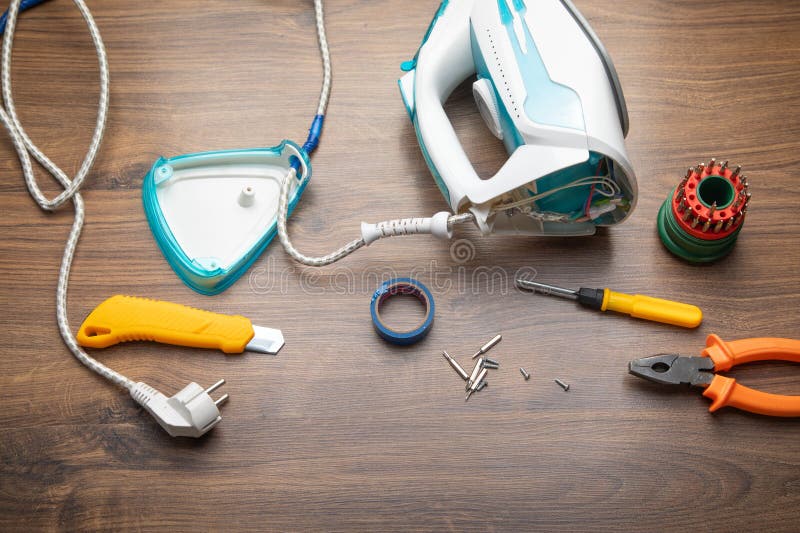 Various Tools and Broken Iron. Iron Repair Stock Illustration ...