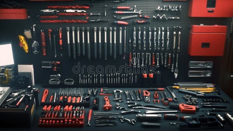 Mechanic Tools Hanging Laying Workbench Workshop Stock Photos - Free ...