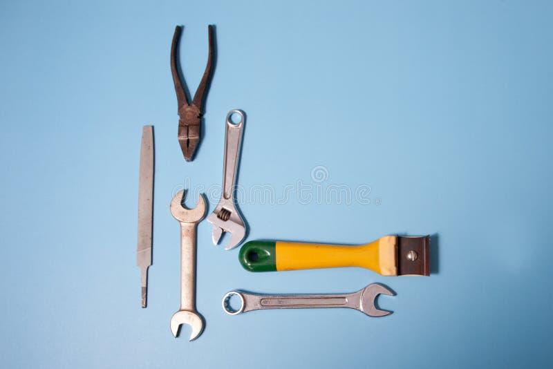Wrenches, Pliers and a Scraper Stock Image - Image of screwdriver, copy ...