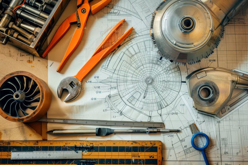 Various Tools Scattered on a Workbench in a Workshop Setting, an Array ...