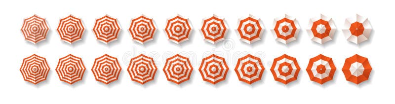 Various Top Views of Red and White Beach Umbrellas Stock Illustration ...