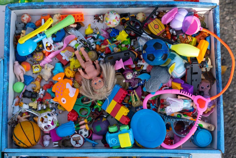 Various Toys in a Box on Top Editorial Stock Image - Image of blocks ...