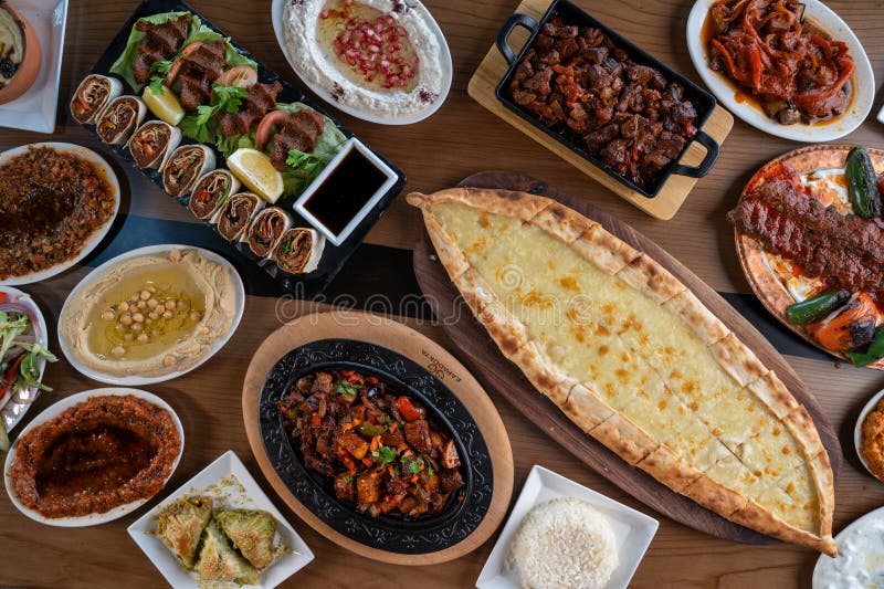 Various Traditional Turkish Dishes in the Restaurant Stock Image ...