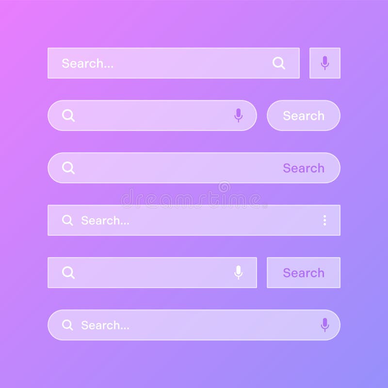 Various Transparent Search Bar Templates. Internet Browser Engine with ...