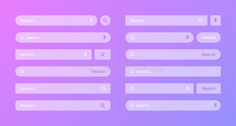 Various Transparent Search Bar Templates. Internet Browser Engine with ...