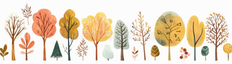 Various Tree Colors and Leaf Conditions are Shown in this Illustration ...