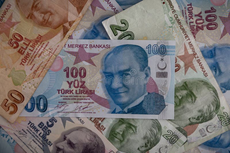 Various Turkish Lira Banknotes Stock Photo - Image of currency ...