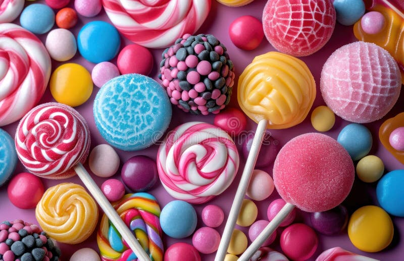 Various Type Candy and Lollipops with Colorful Texture Stock ...