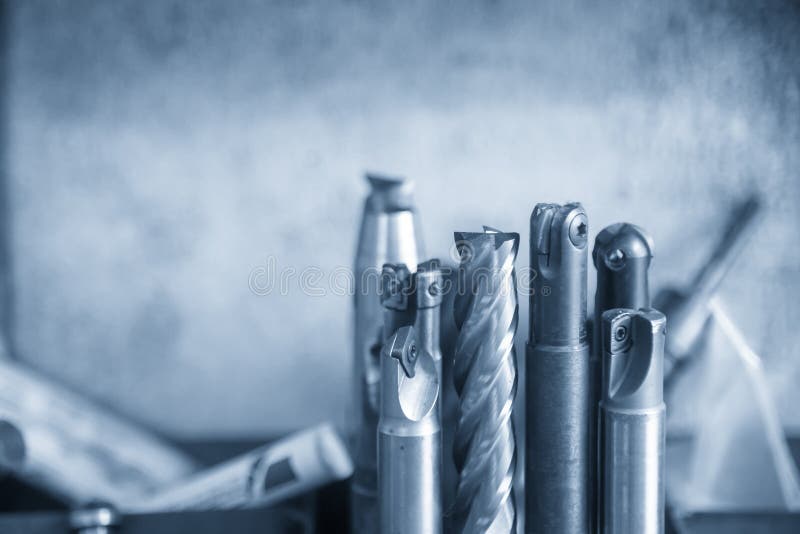 The Various Type of CNC Milling Cutting Tools on the Tool Room. Stock ...