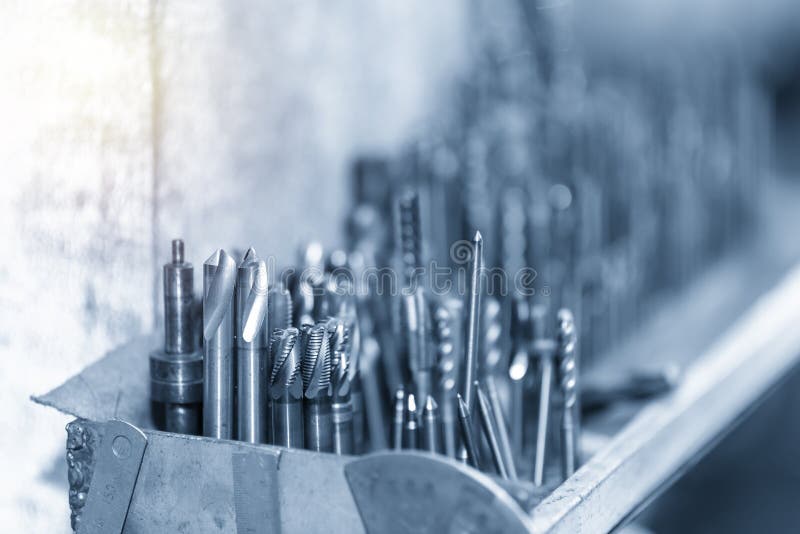 The Various Type of Cutting Tools in the Stock Area. Stock Photo ...