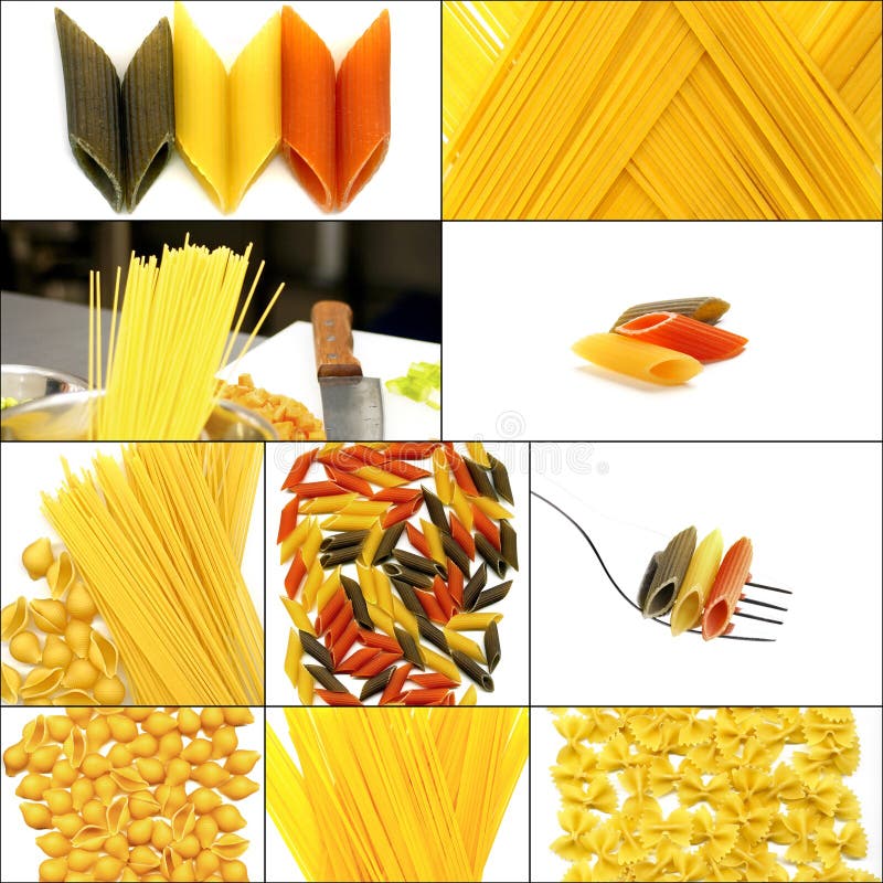 Various Type of Italian Pasta Collage Stock Image - Image of pasta ...