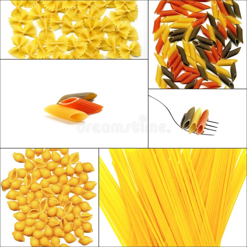 Various Type of Italian Pasta Collage Stock Photo - Image of cuisine ...