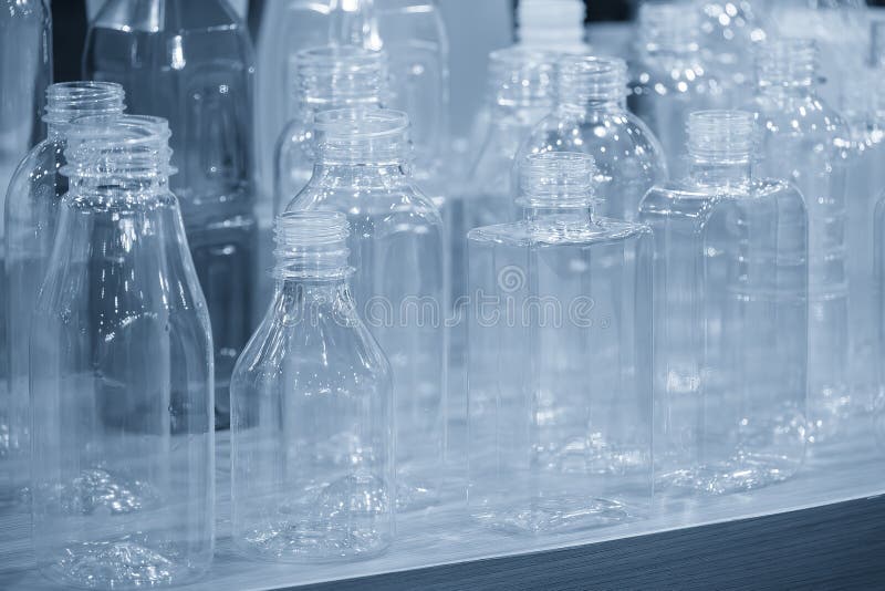 The Various Type of Plastic Bottles Container in the Light Blue Scene ...