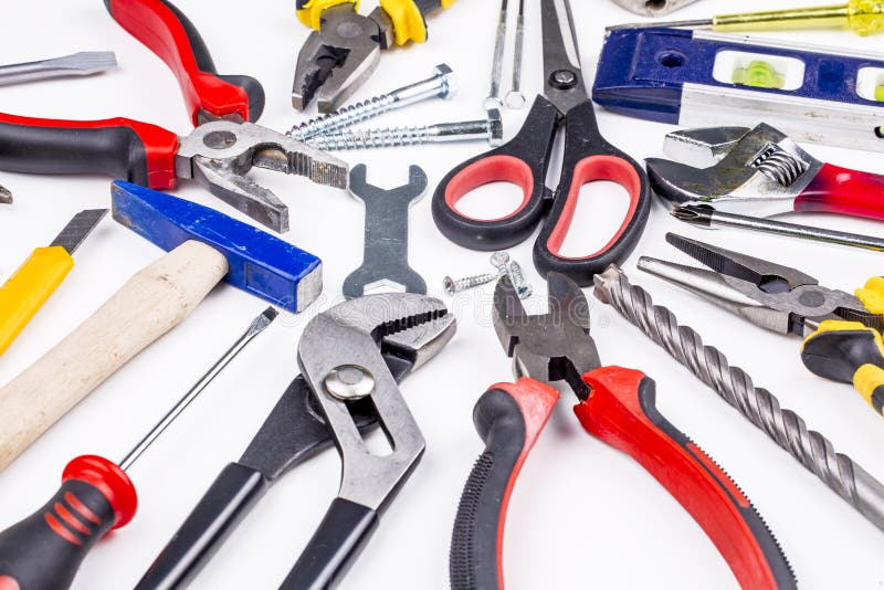 Various Type of Tools on White Background Stock Photo - Image of ...