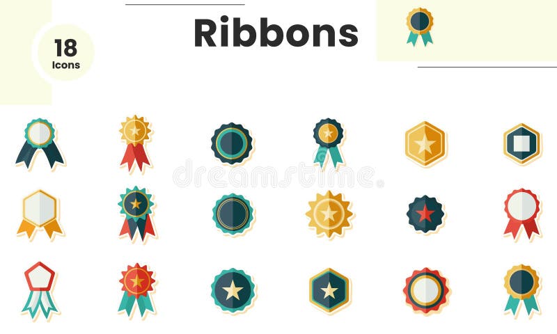 Various Types of Ribbon Icon in Colorful Stock Illustration ...