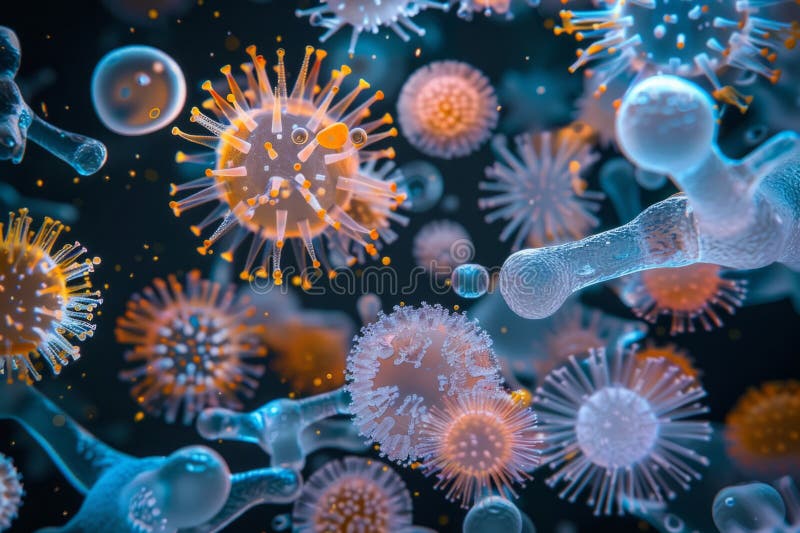 Various Types of Bacteria Under a Microscope Stock Image - Image of ...