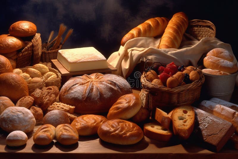 Various Types of Bakery Products. Stock Illustration - Illustration of ...