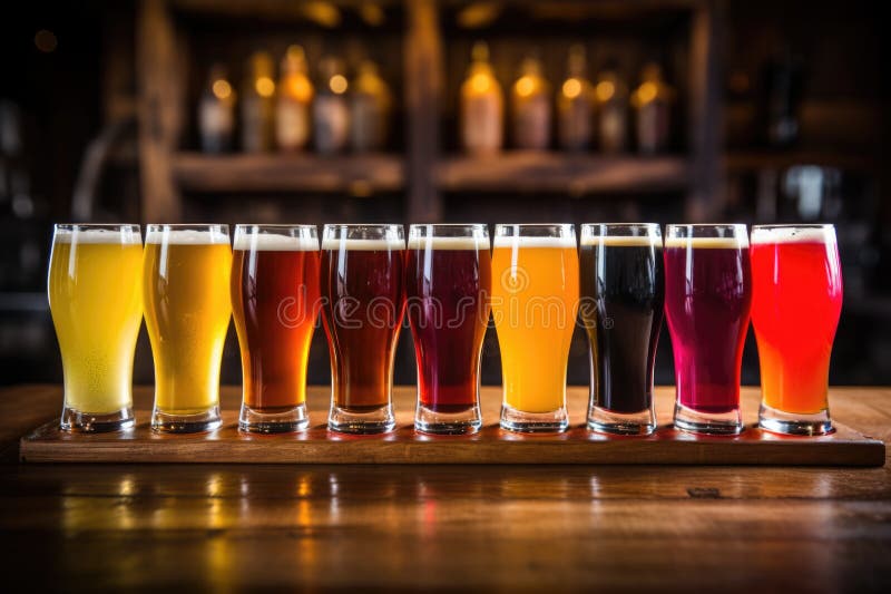 Various Types of Beer in an Array of Colors Stock Image - Image of ...