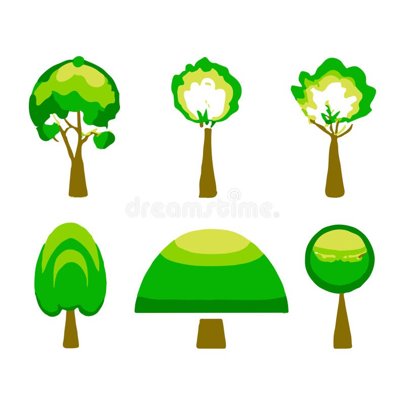 Various Types of Big Trees in Spring Vector Icons Stock Vector ...