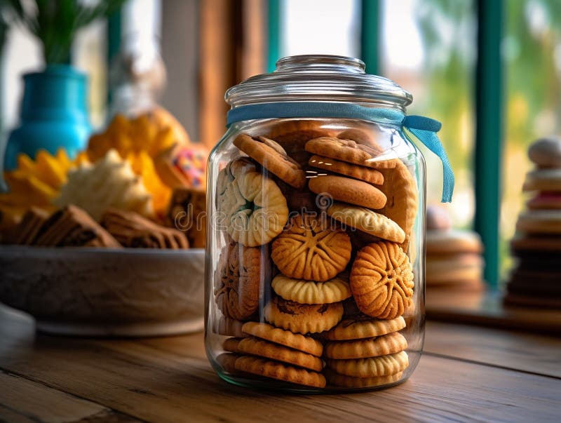 Various Types of Biscuits are Kept in Transparent Glass Jars on the ...