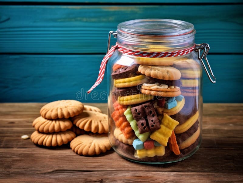 Various Types of Biscuits are Kept in Transparent Glass Jars on the ...