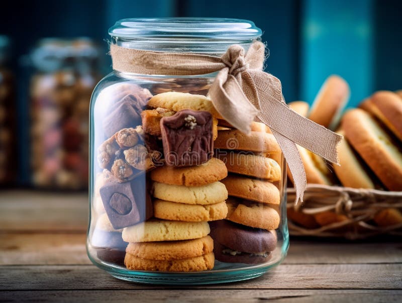 Various Types of Biscuits are Kept in Transparent Glass Jars on the ...
